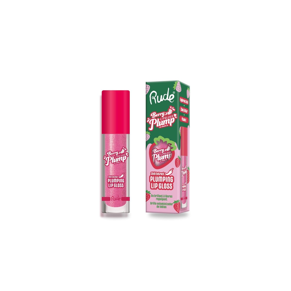 Rude Cosmetics Brillo Voluminizador Berry Plump Azúcar Rosa | DAX